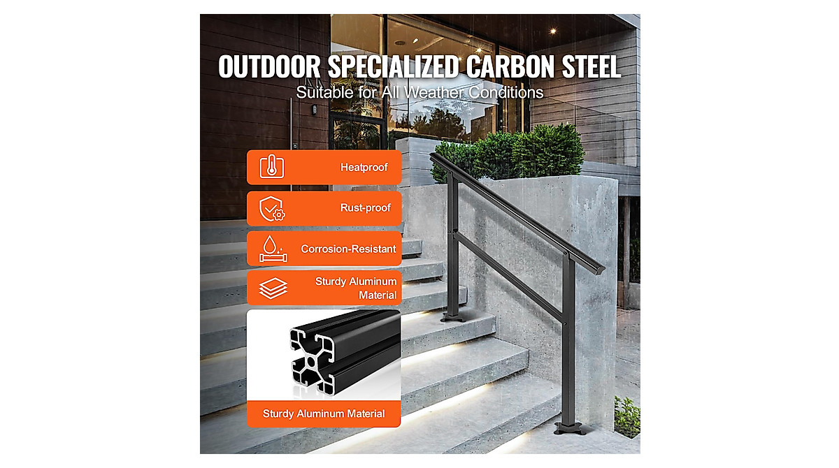 VEVOR Adjustable Handrail for Outdoor Steps – Safe & Sturdy