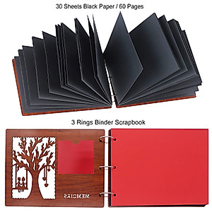 ZEEYUAN DIY Cartoon Scrapbook Album, 60 Pages, Wooden Cover, Love Memory Photo Book, Valentine's Day Gift