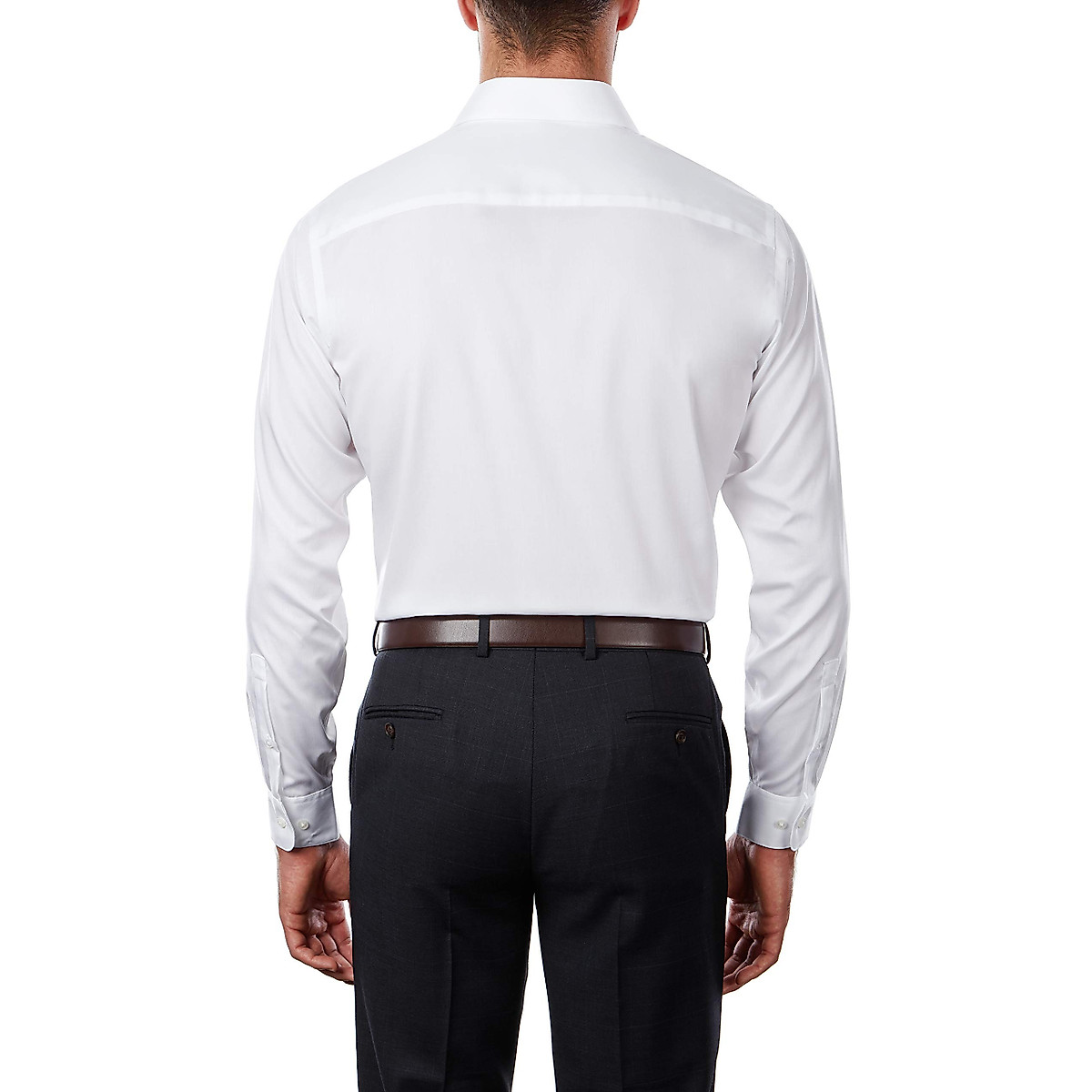 Calvin Klein Men's Regular Fit Non Iron Herringbone Solid, White, 16/32-33