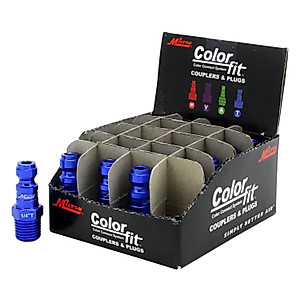 Milton 783TC-20 ColorFit Plugs, T-style Blue, 1/4" NPT Male, Box of 20