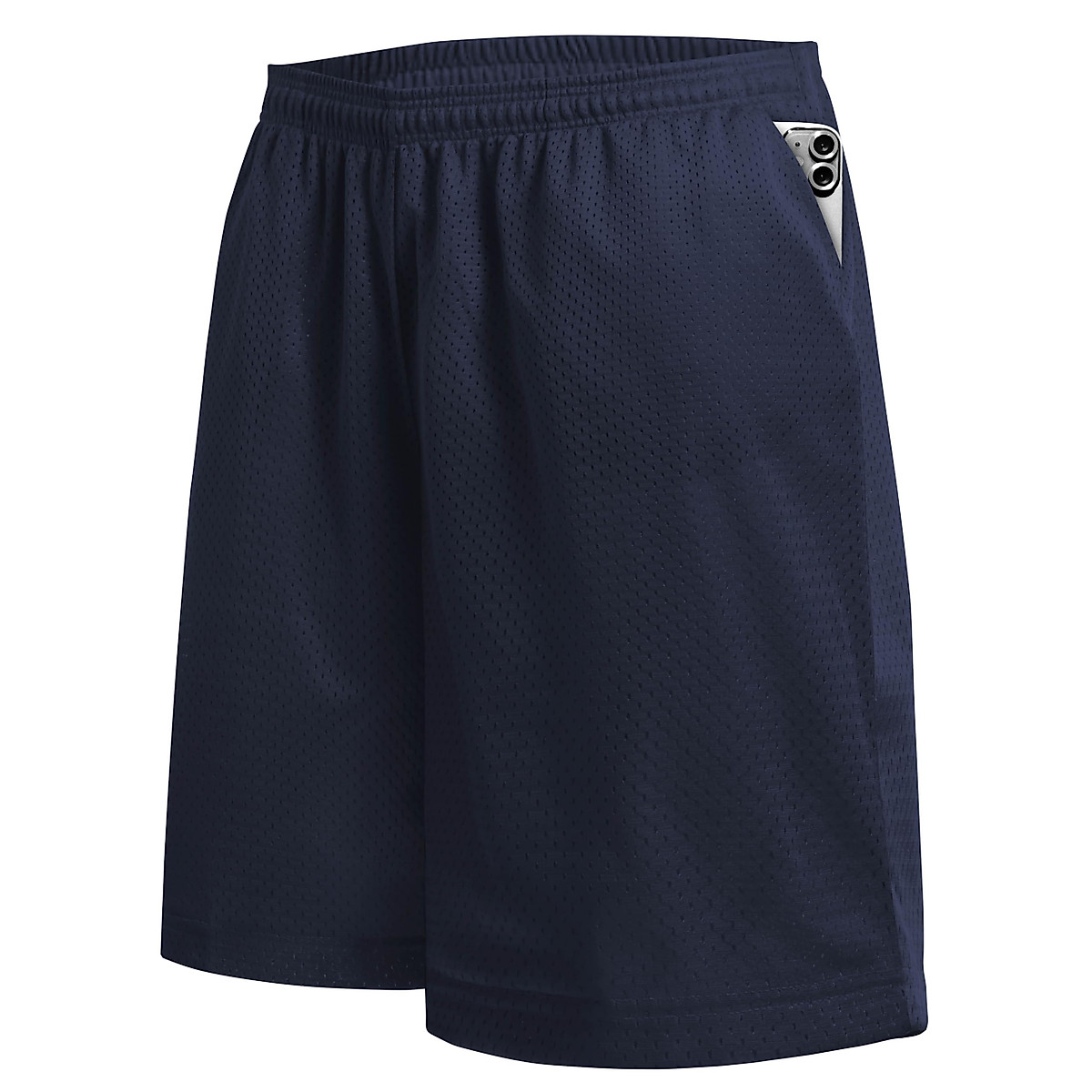 Hat and Beyond Mens Lightweight Basic Mesh Solid Basketball Jersey Workout Fitness Gym Shorts (Large, 1ihb01_Navy)