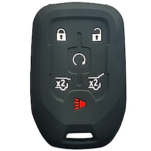 Coolbestda Rubber 6buttons Key Fob Cover Case Protector Skin Glove Jacket Keyless Entry for 2015 2016 2017 2018 2019 2020 Chevrolet Suburban Tahoe GMC Yukon XL