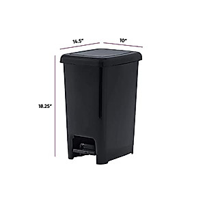 Superio Slim Trash Can with Foot Pedal – 6.5 Gallon Step-On Trash Can with Lid, Medium Plastic Garbage Can, Trashcan for Bathroom, Kitchen, Office, Bedroom, Dorm, Patio – Black, 2