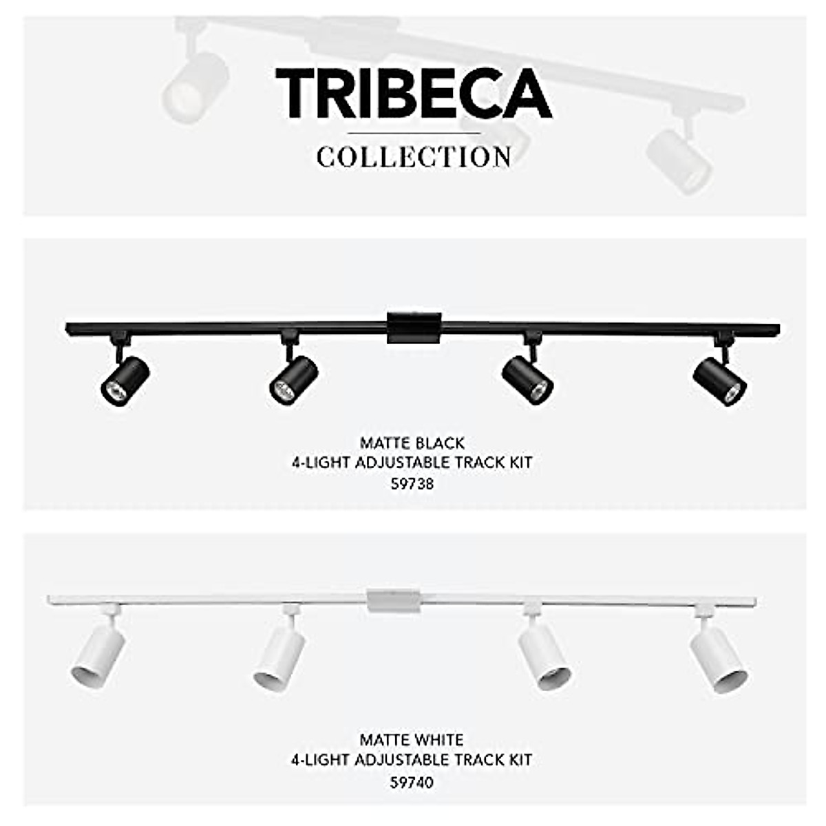 Globe Electric 59738 Tribeca 4-Light 56" Track Lighting Kit, Matte Black