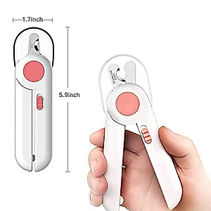 Petgravity Cat Dog Nail Clippers Trimmer with LED Light to Avoid Over-Cutting Hidden Nail File Razor Sharp Blade with 3 Battery Professional Grooming Tools Kit for Pet Claw Care Pink