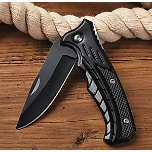 Pocket Knife, Mini Folding Knife| Outdoor Knife, with Key Chain, for Leisure, Camping, Hiking, Picnic, Hunting and Emergencies, Gift for Men (Black)