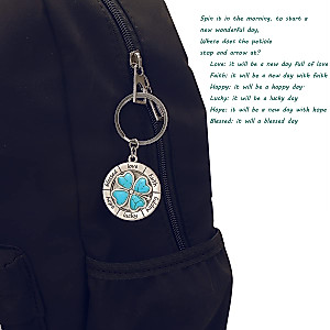 XinSiChen Stainless Steel Key Chain Lucky Spinning Four Leaf Clover Key Ring Novelty Gift for Girlfriend Boyfriend BFF Mom Daughter