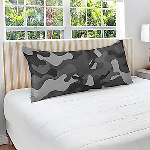 Gray Classic Camouflage Pillowcase for Hair and Skin Body Pillow Cover Body Pillow Case King Size 20"X 40" Fuzzy Pillow Case with Zipper for Body Pillows