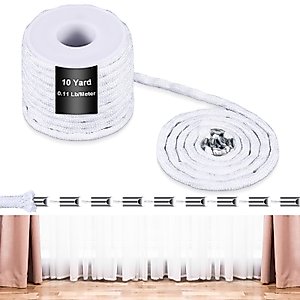 Wowangce 10 Yards 0.1 Lb/Meter Curtain Weighted Tape Fabric Iron Block Weighted Drapery Tape for Indoor Outdoor DIY Curtain Drapery Accessories