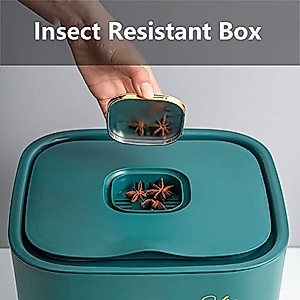 HOMHOLDON 22 Lbs Rice Dispenser, Large Sealed Grain Storage Container with Measuring Cup Food Dispenser Kitchen Organizer Storage bins for Rice,Beans,Grains,Cereal Dry Food,Pet Food(White&Gold)