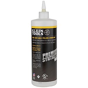 Klein Tools 51010 Premium Synthetic Wax Wire and Cable Pulling Lubricant, Made in USA, 1-Quart Squeeze Bottle