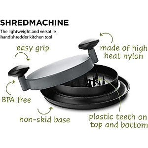 Chicken Shredder, Meat Shredder Meat Shredding Tool with Handles and Non-Skid Base Mat, Pork Shredder Suitable for Pulled Pork Red Beef Chicken (Black)