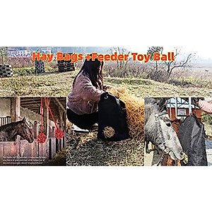 2 Packs Horse Treat Ball Hay Play Ball,1 Pack Hay Tote Bag ,Goat Toys Hay Ball Hanging Feeding Toy for Sheep Horse Goat Feeder and Relieve Stress