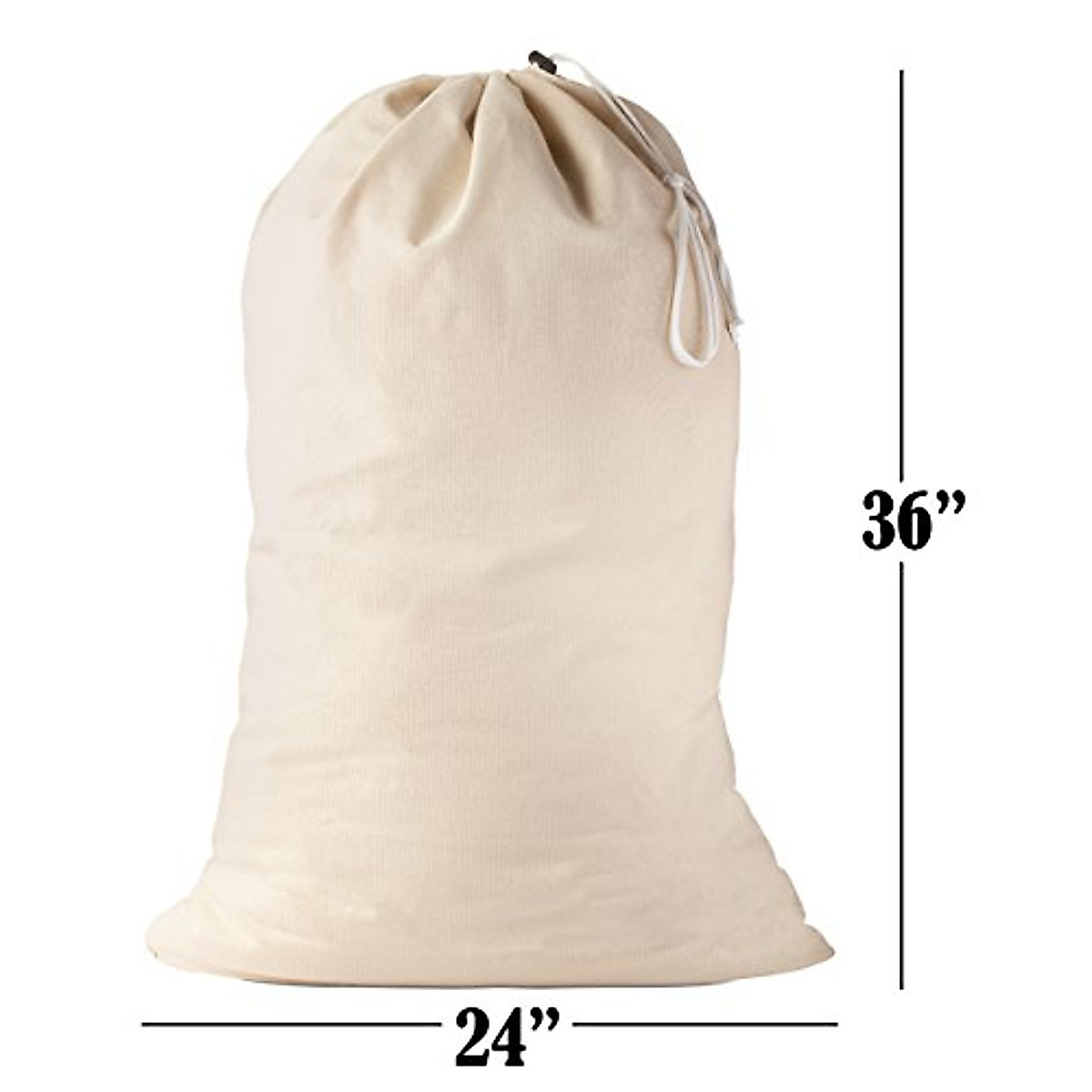 Cotton Laundry Bag, 2 Pack - 24" x 36" - Sturdy, 100% Cotton, Locking Drawstring Closure for Easy Carrying, Perfect Laundry Bag for College Students Living in Dorms, and Sorting Laundry at Home.