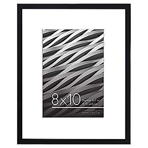 Americanflat 8x10 Picture Frame in Black - Thin Border 5x7 Picture Frame with Mat or 8x10 Frame Without Mat - Shatter Resistant Glass - Horizontal and Vertical Formats for Wall and Tabletop