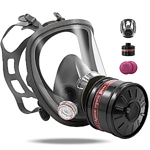 GZYZAMZ Reusable Full Face Gas Respirator, Anti-fog Gas Cover Organic Vapor Respirator Mask with 40 mm Activated Carbon Filter Canister and 2097 Particulate Filter, for Painting, Welding, Chemical