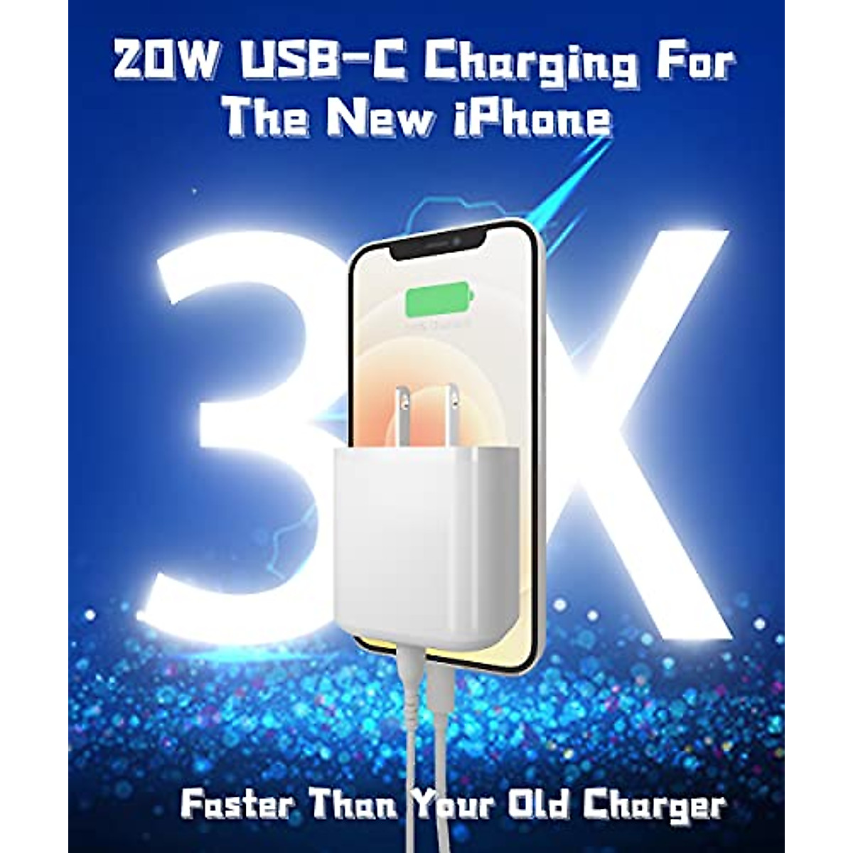 USB C Wall Charger Blocks - 20W Type C iPhone Charger Fast Charging Cube Power Adapter USBC Plug Compatible with iPhone 14/14 Plus/14 Pro Max 13 12 11 SE XS XR X,iPad, AirPods,Watch Series 8 Box Brick