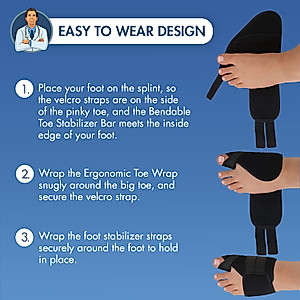 Dr. Frederick's Original Nighttime Bunion Splints - 2 ct - Adjustable Big Toe Straightener for Women & Men - Orthopedic Foot Brace for Pain Relief