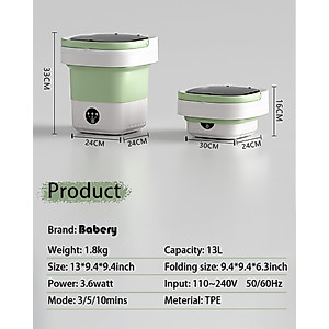 Mini Portable Washing Machine – Mini Washing Machine with 13L Large Capacity, Mini Portable washer with 2 wool dryer balls, Foldable small washing machine for underwear,socks, baby/pet clothes