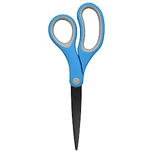 Westcott 55850 8-Inch Non-Stick Titanium Scissors For Office and Home, Blue/Gray, 2 Pack