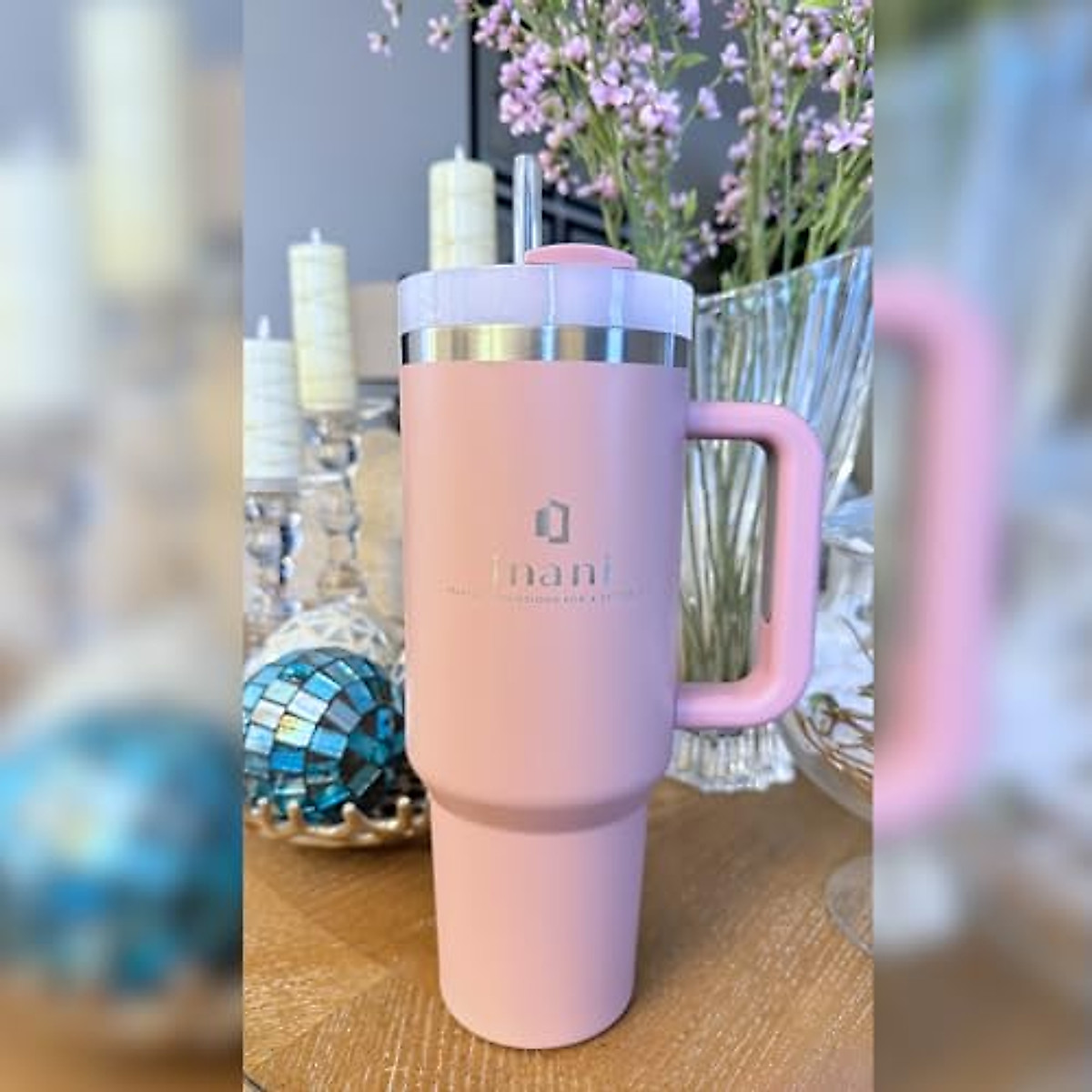 inani 40oz Tumbler With Handle And Straw, Insulated Travel Cup, Leak-Resistant, Spill-Proof Lid, Dishwasher Safe, BPA-Free, Double-Wall Insulated Premium Mug For Hot Or Iced Beverage, Frost White