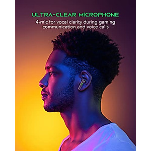 Black Shark Wireless Earbuds with 35ms Ultra-Low Latency, Gaming Bluetooth Earbuds with Premium Sound, Bluetooth 5.2, 10mm Drivers, 4 Hyperclear Mics, IPX5 Waterproof, 20H Play Time, Comfort Fit