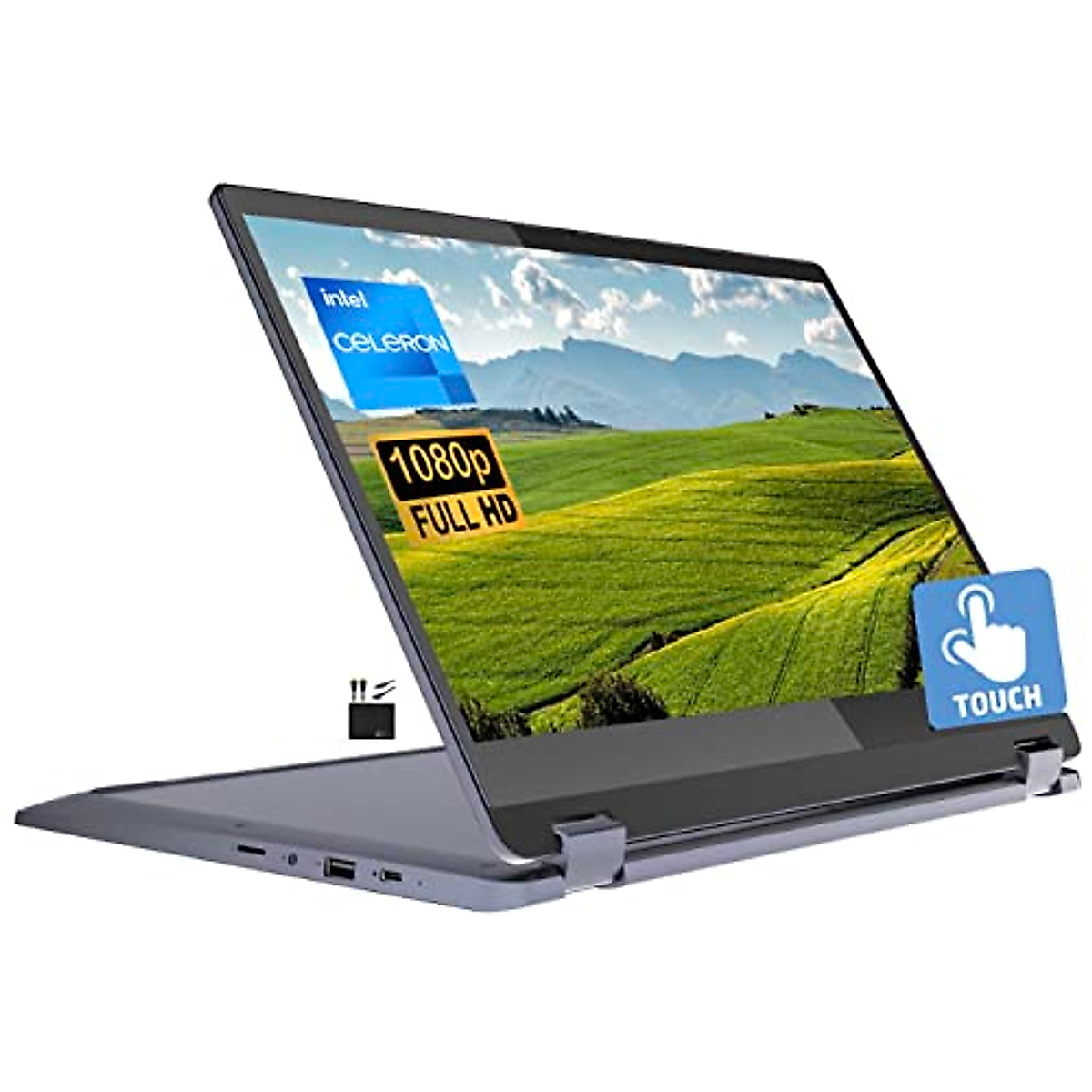 Lenovo Ideapad 2023 Newest Flex X360 Chromebook Spin 2-in-1 Convertible Laptop Business, Intel Celeron N4500 Processor, 15.6" FHD IPS Touchscreen, 4GB RAM, 64GB eMMC,WiFi 6, Chrome OS+MarxsolCables