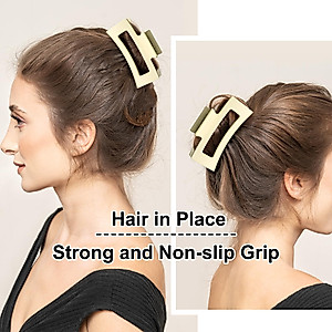 8pcs Hair Clips Set, Non-slip Hair Claw Clips 3.5 in. Acrylic Banana Rectangle Claw Clips Matte Hair Clips Hair Clamps Hair Styling Accessories for Women Girls Thin to Thick Hair, Colorful Series