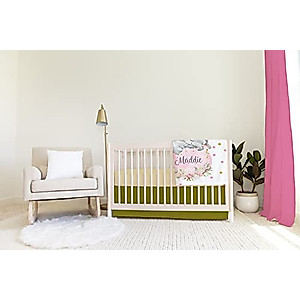 LIFESTYLE BLANKETS Personalized Baby Blankets for Girls with Pink Floral Stars - Custom Elephant Baby Blanket Can be Added to Baby Registry Search and Makes a Great Gift for a New Mom.