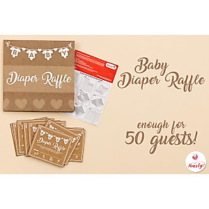 Party Hearty Baby Shower Games for Girl or Boy, 50 Diaper Raffle Tickets, Diaper Raffle Ticket Cards Box, Baby Shower Decorations, Raffle Prizes, Baby Shower Ideas