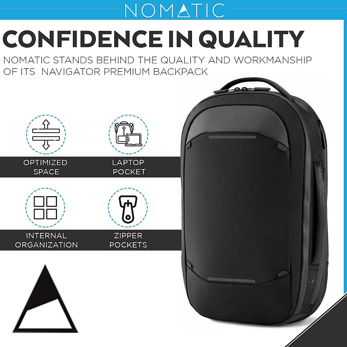 NOMATIC Navigator Premium Backpack 15L w/ 6L Built-In Expansion- Anti-Theft, Water Resistant & Cord Passthrough- Carry On Travel Laptop Backpack