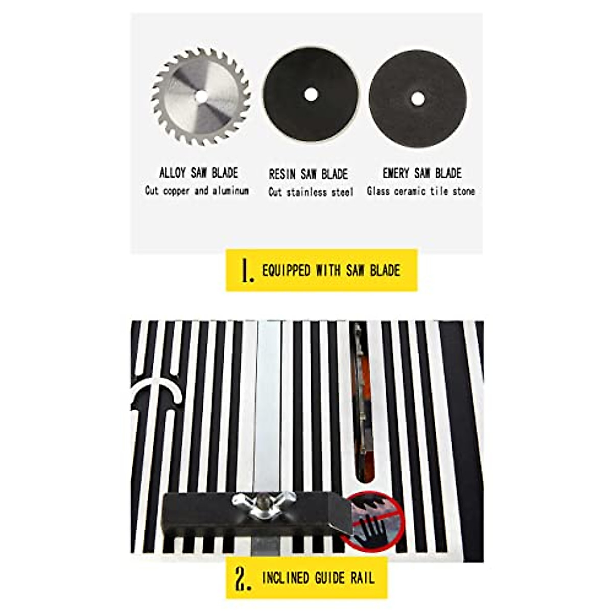 Fullhold 4" Mini Table Saw 60w Hobby Miter Saw For Crafts Model Making To Cut Copper, Aluminum,Stone, Wood, Glass And Plastic（LxWxH :190MM(7.5") x 142MM(5.5“) x 155MM(6")）