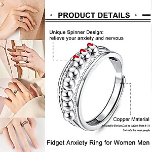 Imortaluck Anti Anxiety Ring for Women Men, Fidget Spinner Band Unisex Adjustable Stacking Spinning Ring Jewelry Gifts for Girls