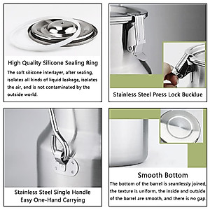 Adima 304 Stainless Steel Milk Transport Can, Heavy Duty Milk Canister Wine Pail Bucket Milk Barrel Tote Jug Dairy Pot with Sealed Lid And Single Handle (Silver),10L