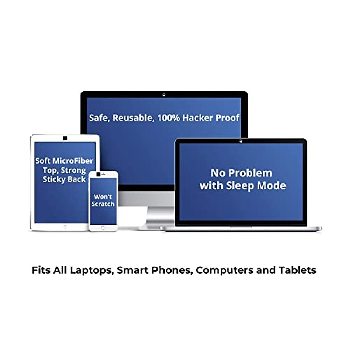 Webcam Cover Black 6 Pack, NanoTech Reusable Adhesive Protection and Security for Laptops, Smartphones, Tablets, Desktop - Works Safely on Any Electronics Surface - Protect Your Privacy