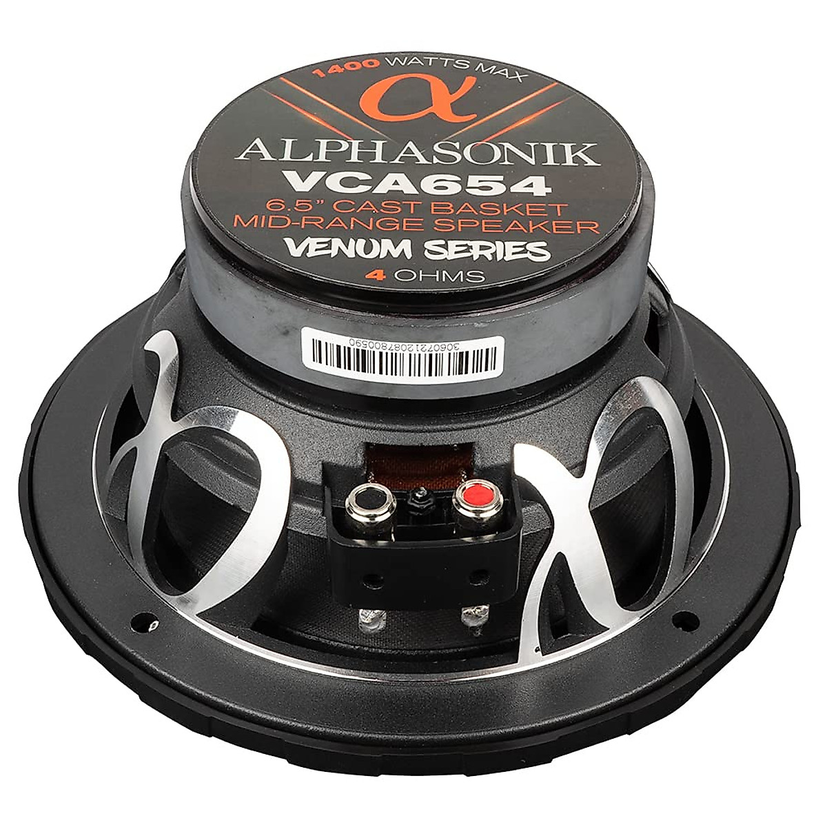 Alphasonik 1 Pair of VCA654 VENUM PRO Series 6.5" 1400 Watts Max 350 Watts RMS Mid-Range Car Audio Speaker 4-Ohm Proprietary Grille, Cast Basket, Cloth Surround, Non Pressed Paper Cone, Ferrite Magnet