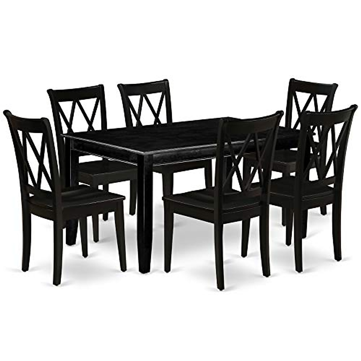 East West Furniture DUCL7-BLK-W Dining Table Set, 7-Piece