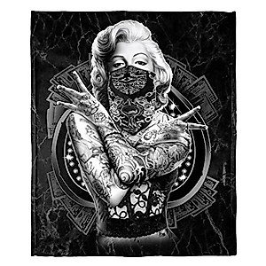 Leather Supreme Marilyn Monroe Outlaw Babe 50x60 Soft, Plush Minky Polyester Throw Blanket