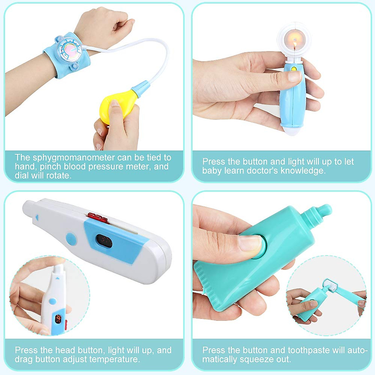 Anpro 46Pcs Medical Toy Kids Doctor Pretend Play Kit, Pretend Play Set with Stethoscope for Kids Doctor Role Play Costume Dress-Up, Birthday Gifts