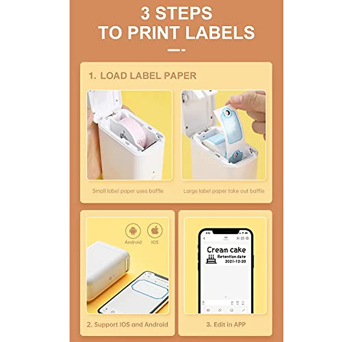 Label Printer 2022 Upgrade, Bluetooth Portable Wireless Label Maker Machine for Label Tape up to 1in, Smart Mini Sticker Printer with 2 Label Rolls
