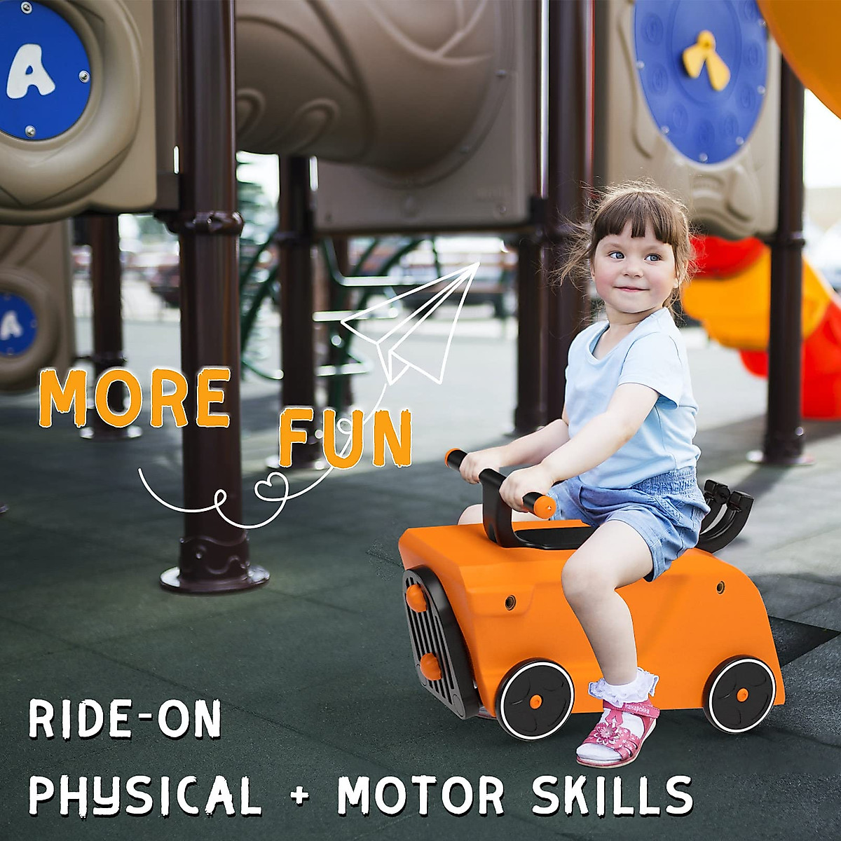 FITCO 3 in 1 Ride on Push Car for Ages Over 1 Years,Push-Pull Walker Gift Toy for Toddlers and Kids (Orange)