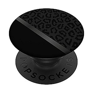 Night Black Leopard Pattern Gray Animal Print - Pop Socket PopSockets PopGrip: Swappable Grip for Phones & Tablets
