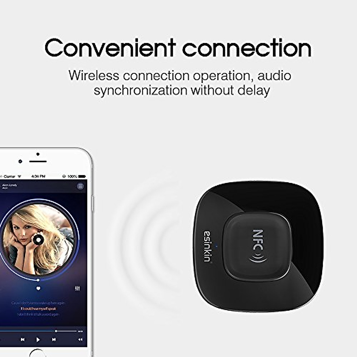 Esinkin Bluetooth Receiver Wireless Audio Adapter 4.0（NFC-Enabled） for HD Music Stereo Sound System