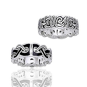 Mammen Weave Viking Knot Wedding Band Norse Celtic Sterling Silver Ring Size 8(Sizes 4,5,6,7,8,9,10,11,12,13,14,15)