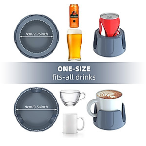 Anti-Spill Cup Holder, Drink Coaster with Anti-Slip Mat Fits Drink for Home Office Outdoors (Grey)