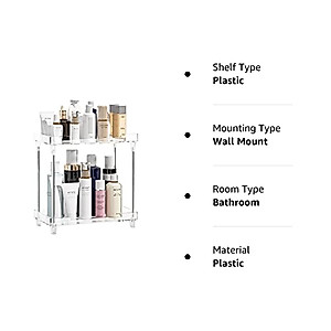 YIEZI Bathroom Organizer Countertop, 2-Tier Vanity Tray Corner Shelf for Makeup Cosmetic Perfume Skincare Bathroom Supplies and More, Multi-Functional Acrylic Organizer in Vanity Dresser Bathroom