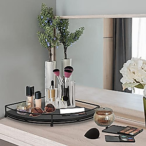 Y&ME Wood Counter Corner Shelf, Black Decorative Serving Tray Bathroom Organizer Countertop, Rustic Tray Riser for Coffee Bar Decor, Display Riser for Farmhouse Accent Centerpiece in Kitchen/Dining