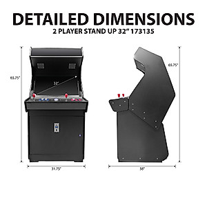 Creative Arcades Full Size Stand-Up Commercial Grade Arcade Machines | 2 Player | 3500 Games | 32" LCD Screen | 2 Sanwa Joysticks | Trackball | 2 Stools Included | 3 Year Warranty