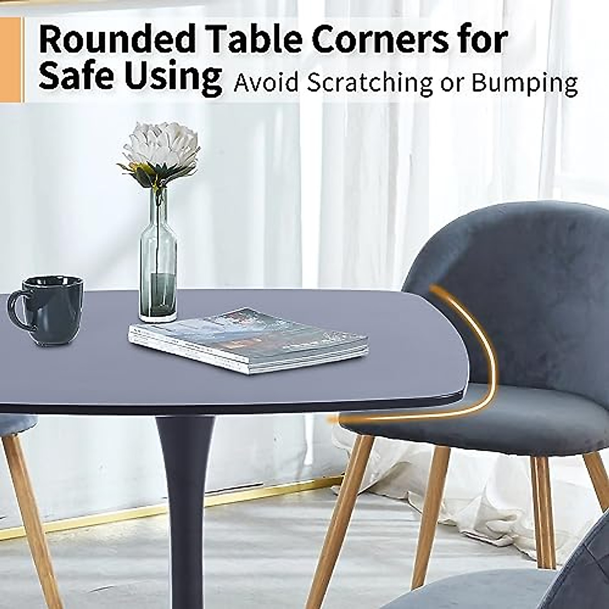 ANDORON Square Dining Table, 32 Inches Kitchen Tulip for 2-4 People, MDF Top and Metal Base, Modern Small Space Room Circle, End Leisure Coffee Side (32" - Square, Black)