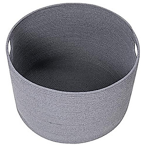 24" x 24" x 17" Max Size Large Cotton Rope Basket, Extra Large Storage Basket, Woven Laundry Hamper, Cloth Storage Bin, for Blankets Clothes Towels Pillows in Living Room, Full Grey